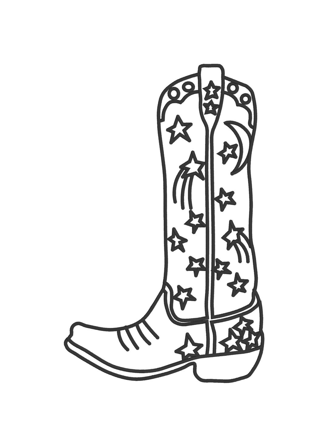 MULTIPLE SIZES - Single Cowboy Boot Applique- Instant Download Machine ...