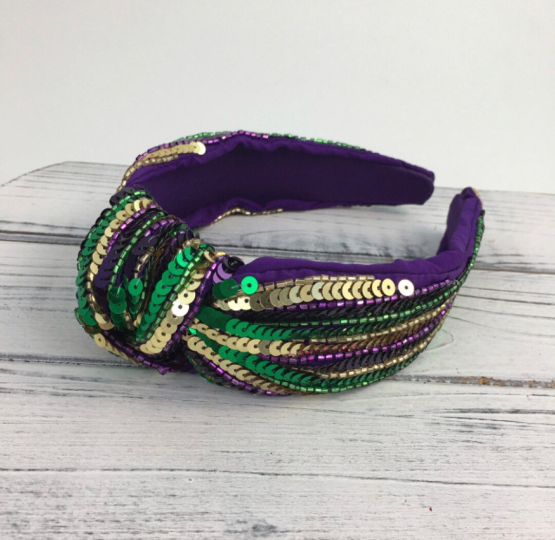 Mardi Gras Sequin Knot Headband Carnival Parade Nola Louisiana Fat ...