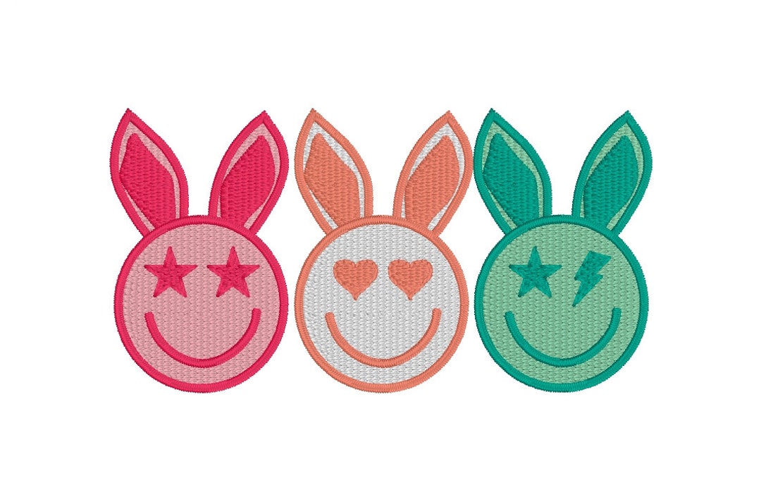 MULTIPLE Sizes-easter Smiley Faces Trio - Instant Download Machine ...