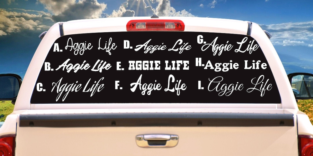 Texas A&M Script Bold Print Aggie Life Vehicle Window Decal/sticker ...