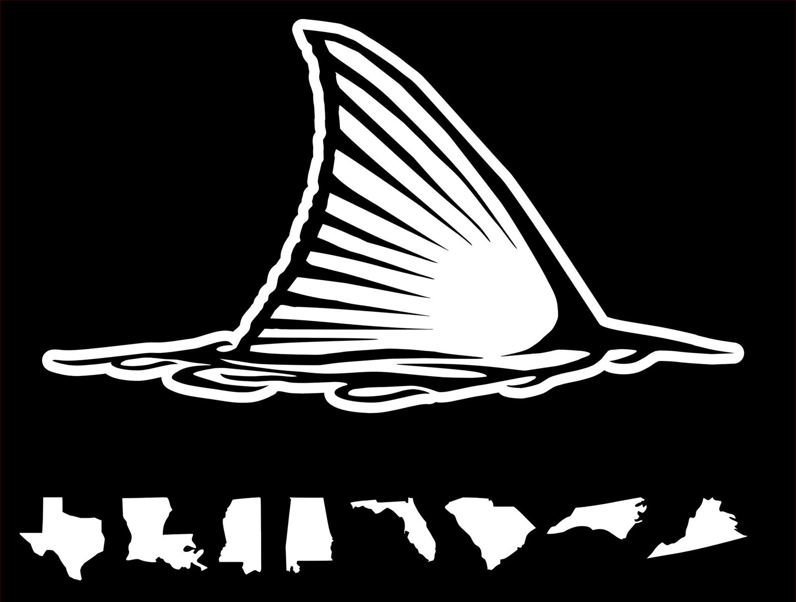 SVG File of Red Fish Tail With State Cutouts for Vehicle Window Decal ...