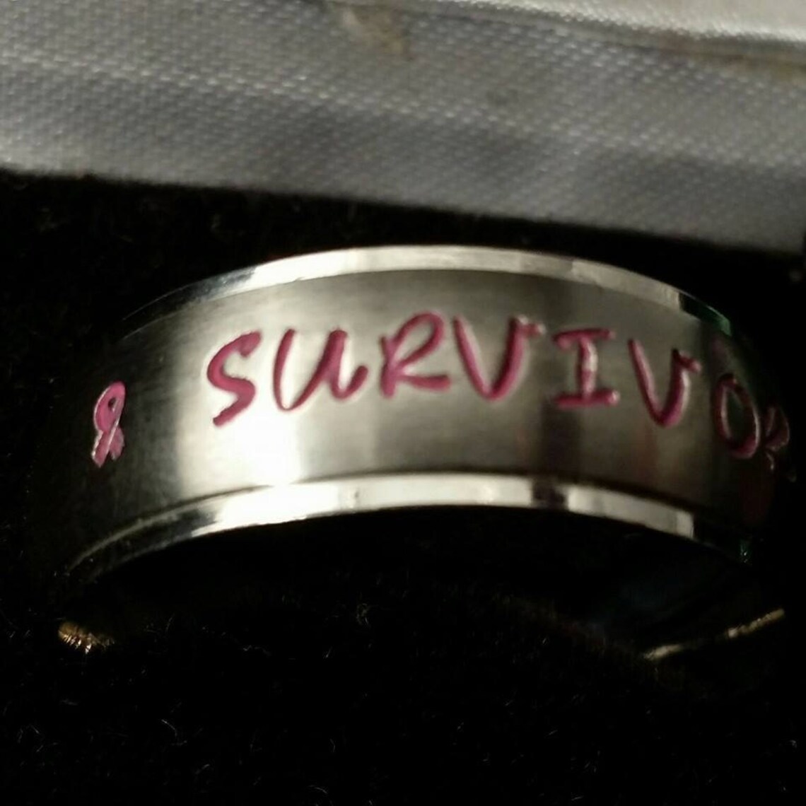 Cancer Survivor Rings Hand Stamped Name Rings Message Rings - Etsy
