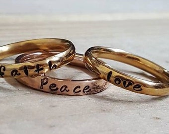 Set of FIVE 3mm Stackable Personalized Stainless Steel | Etsy