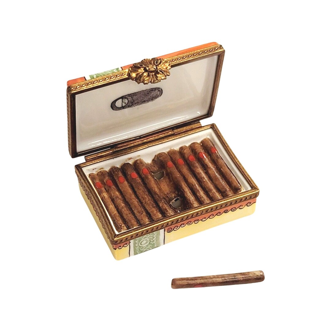 Cigar W Removable Cigars Limoges Box Porcelain Figurine - Etsy