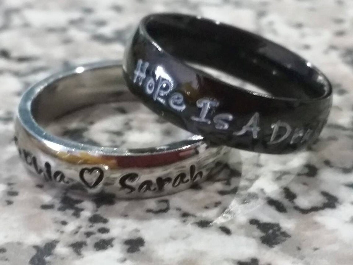 BLACK Personalized Hand Stamped/engraved Any Name Ringcustom - Etsy