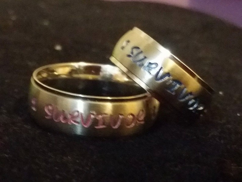 Cancer Survivor Rings hand stamped name Rings message rings | Etsy