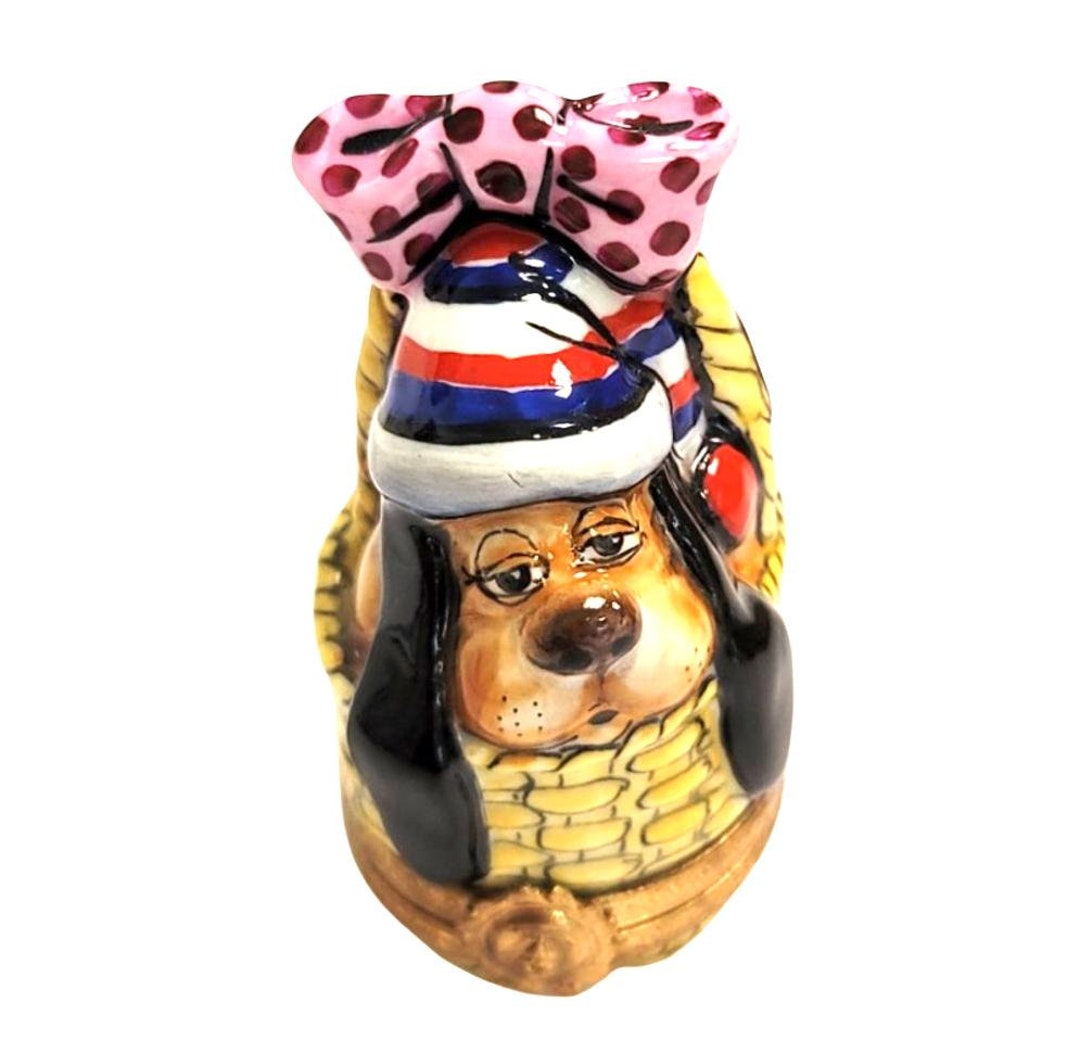 Bassett Hound Dog in Basket Limoges Box Porcelain Figurine - Etsy