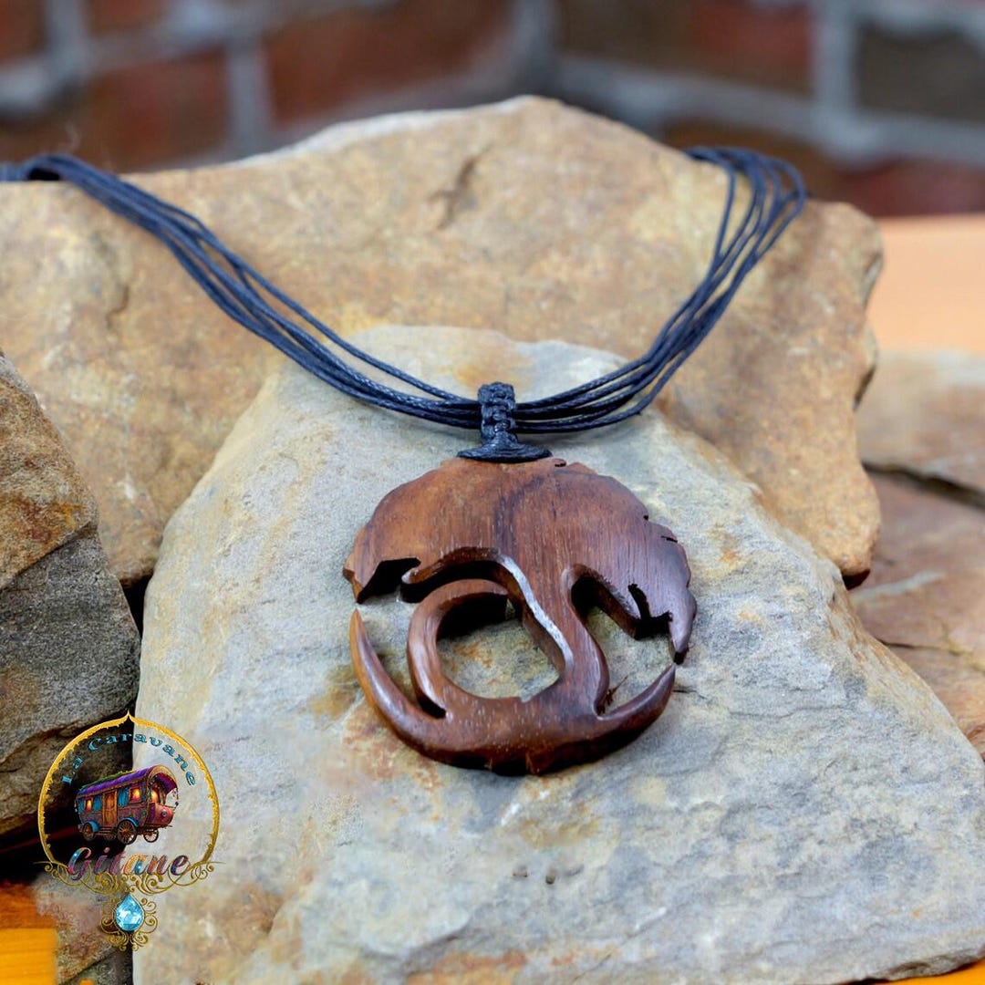 Dark Wooden Tree of Life With Black Natural Cord Necklace - Etsy