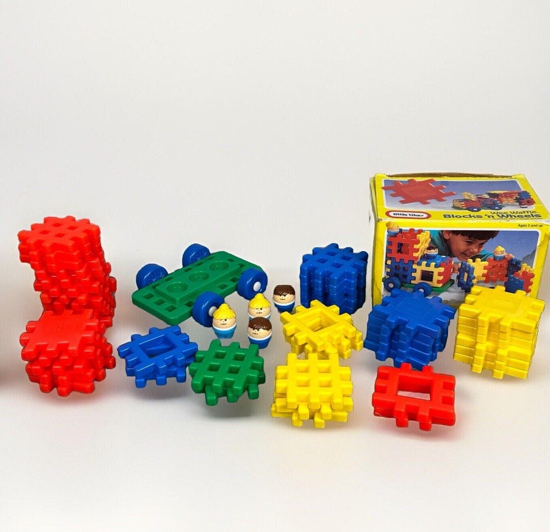 Vintage Little Tikes Wee Waffle Blocks N Wheels Set Complete + 26 ...