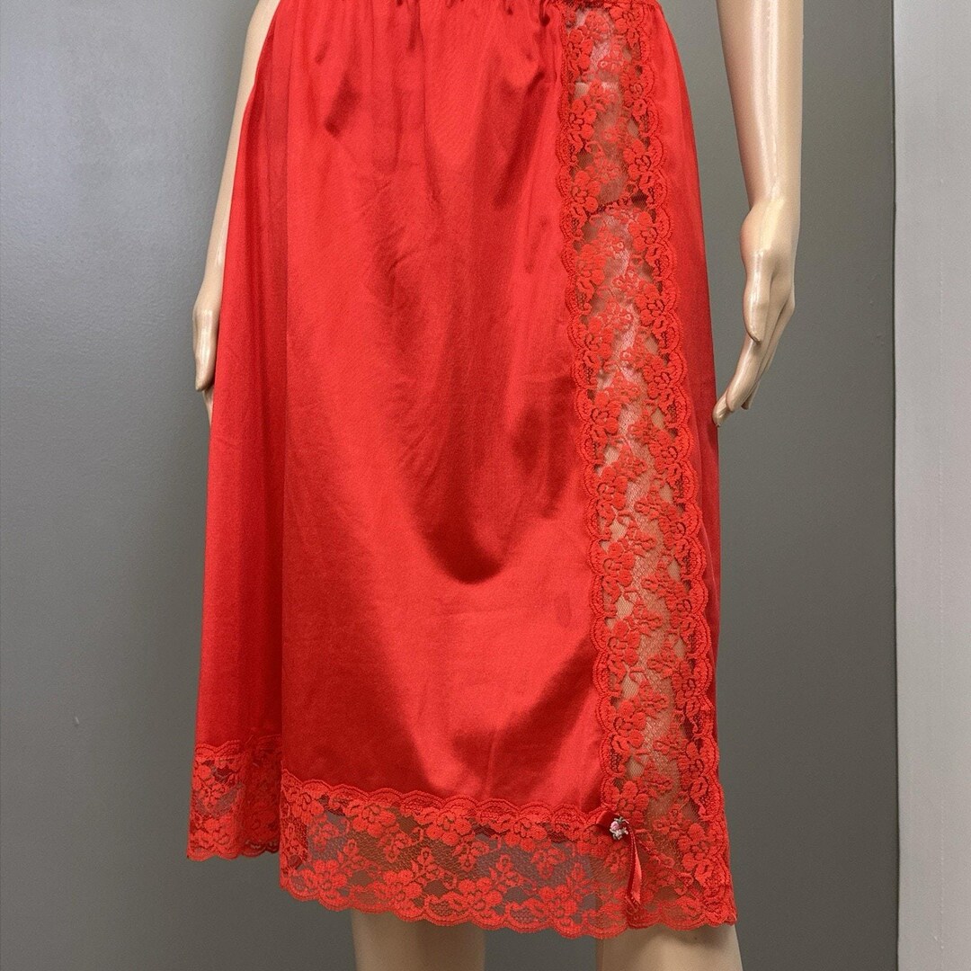 Vintage Perfectform Half Slip Plus Size X Waist 32/34 Red Wide Lace ...