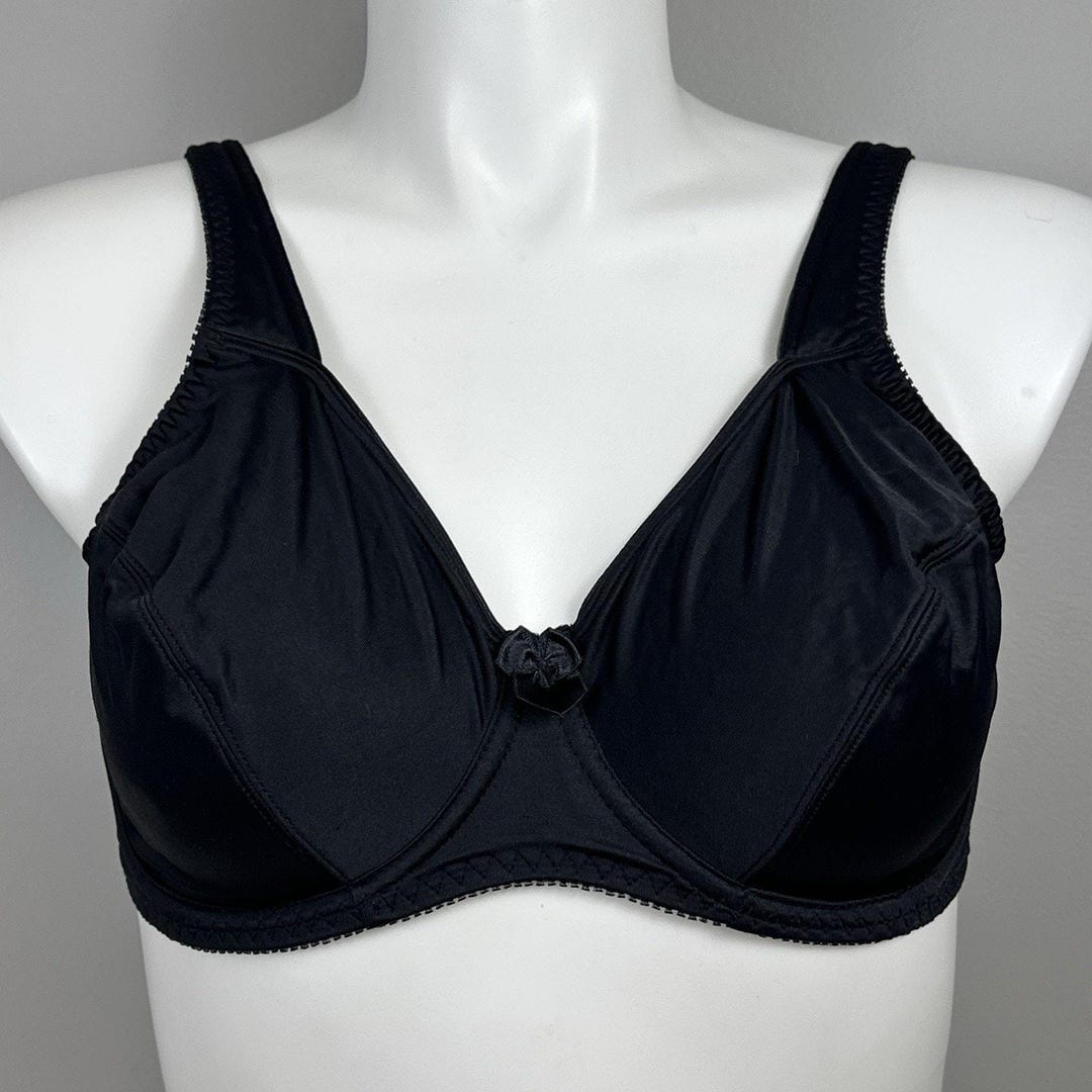 Vintage Sears 40D Bra Black Underwire Nylon Spandex Satin Unlined 76286 ...