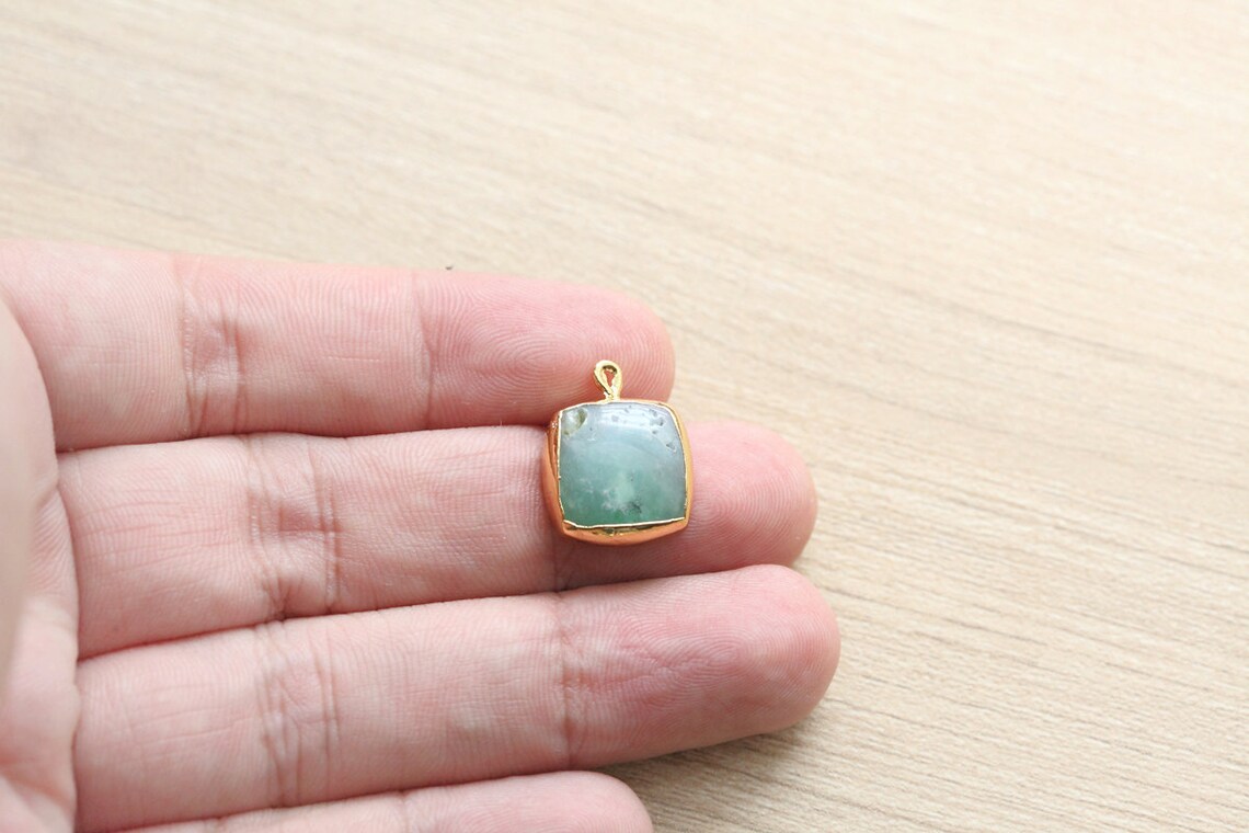 1 Pcs of Natural Australia Jade Gold Plated Square Pendants - Etsy
