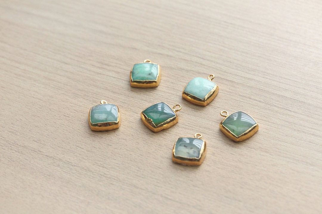 1 Pcs of Natural Australia Jade Gold Plated Square Pendants - Etsy
