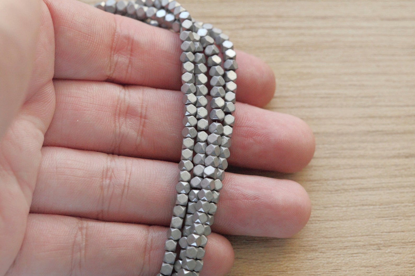 50 Pcs of Hematite Matte Frosted Silver Geometric Faceted - Etsy