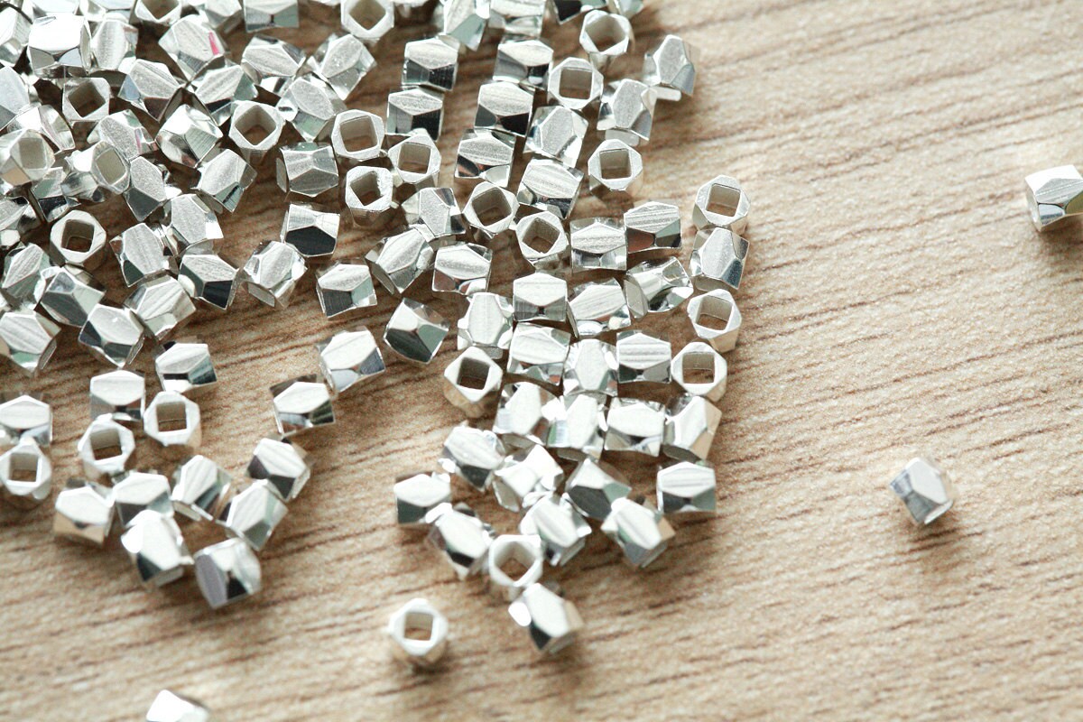 50 Pcs of Silver Plated Faceted Solid Metal Silver Nugget | Etsy