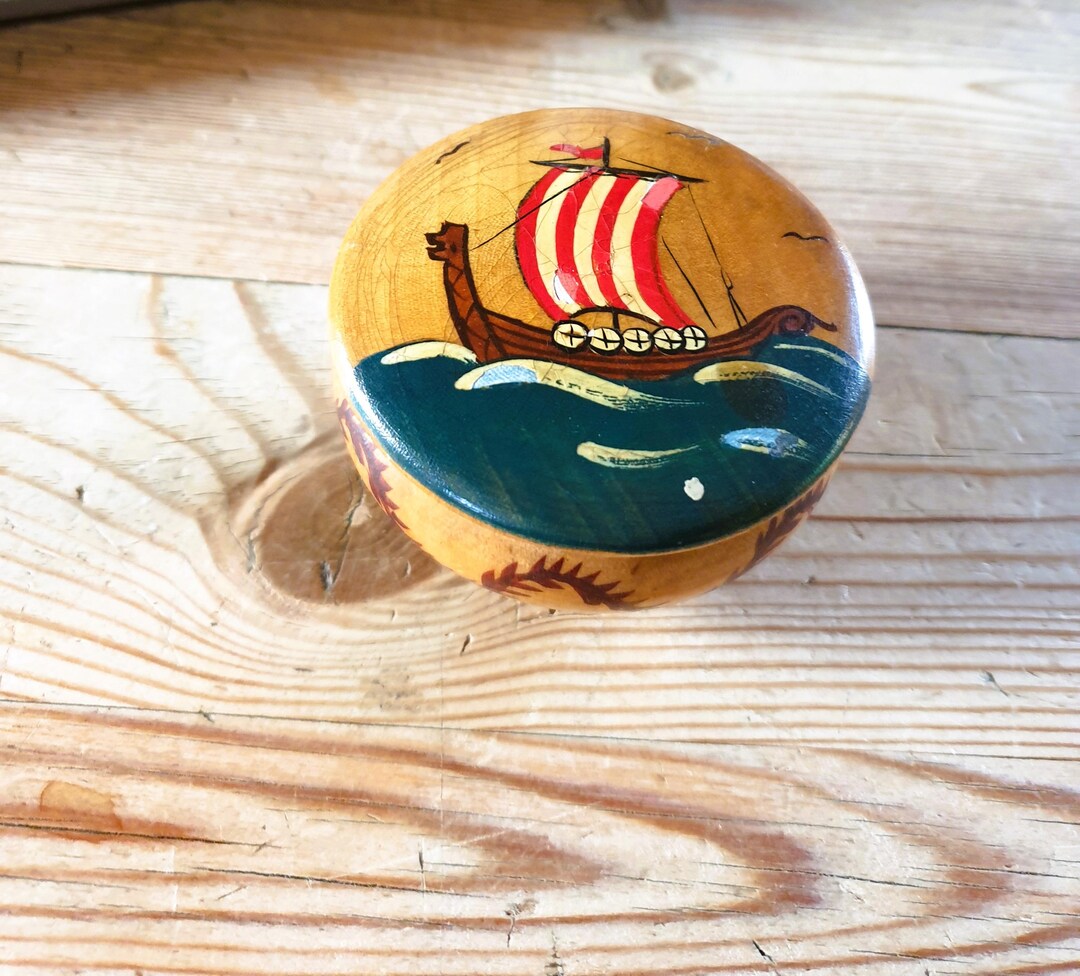 Vintage Viking Drakeship Wooden Box: Norwegian Collectible, Handmade in ...