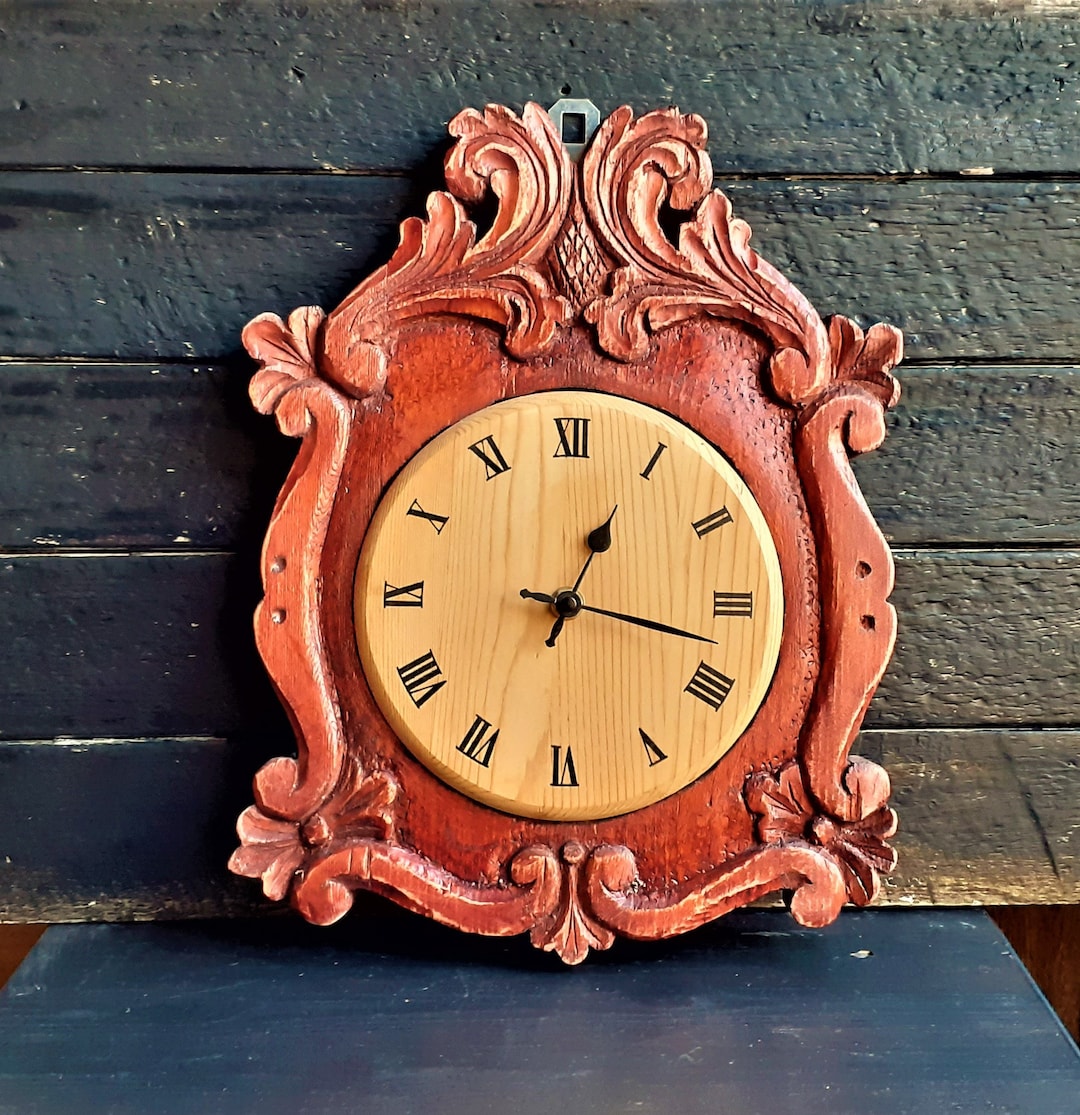 Scandinavian Hand Carved Wall Clock Norwegian Folk Art rosemaling ...