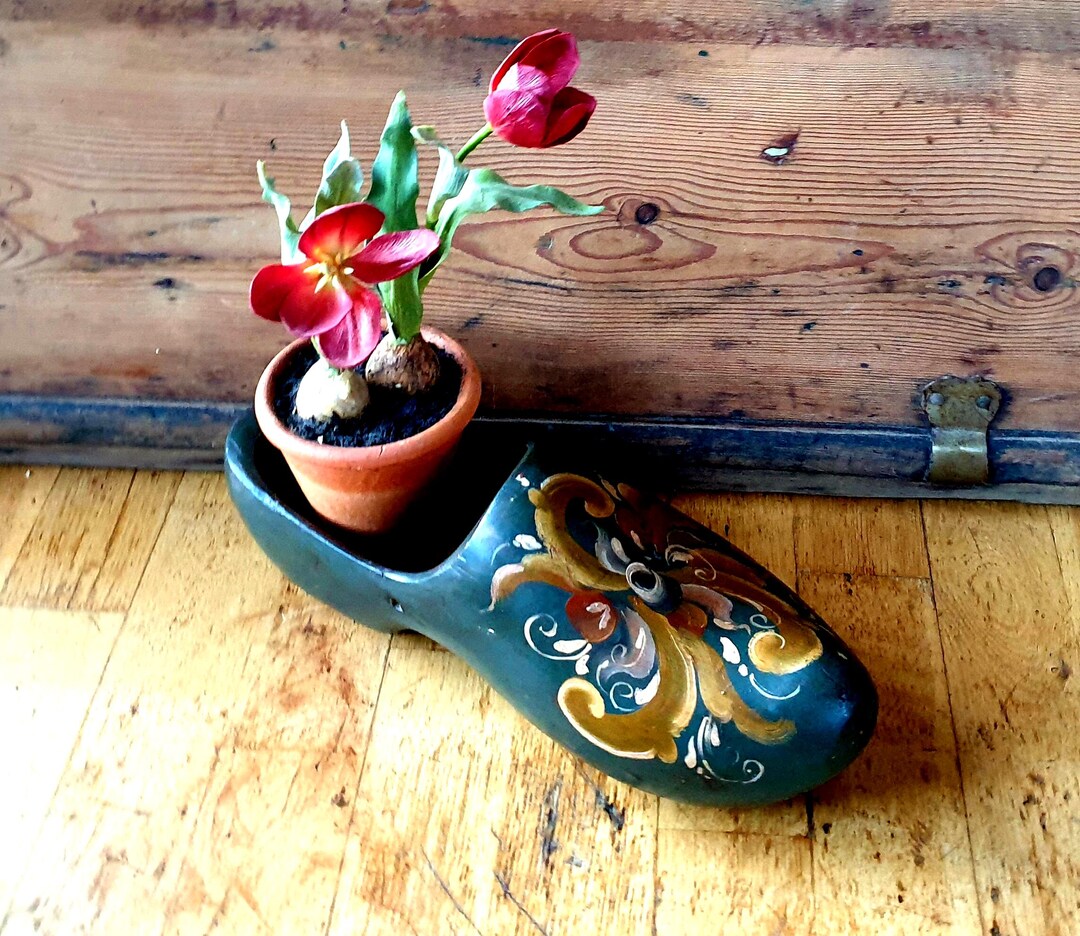 Norwegian Decor Wooden Shoe Folk Art Rosemaling Handcrafted ...