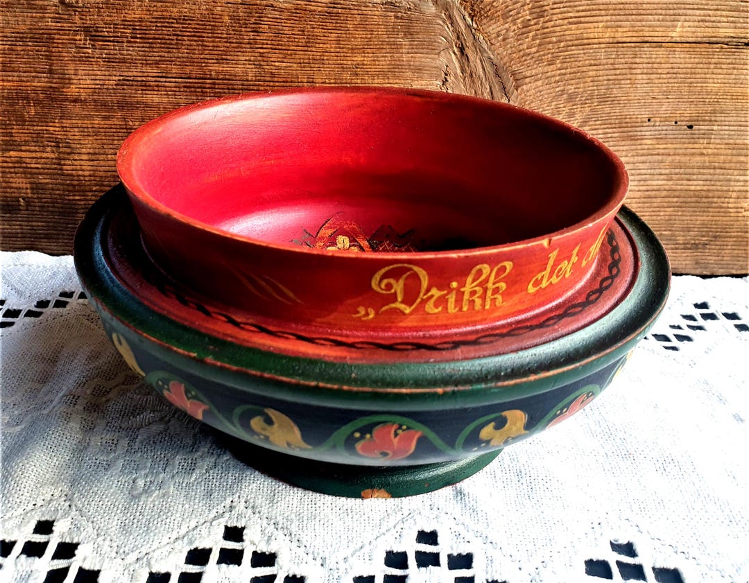 Norwegian Antique Wooden Ale Bowl Scandinavian Nordic Folk Art ...