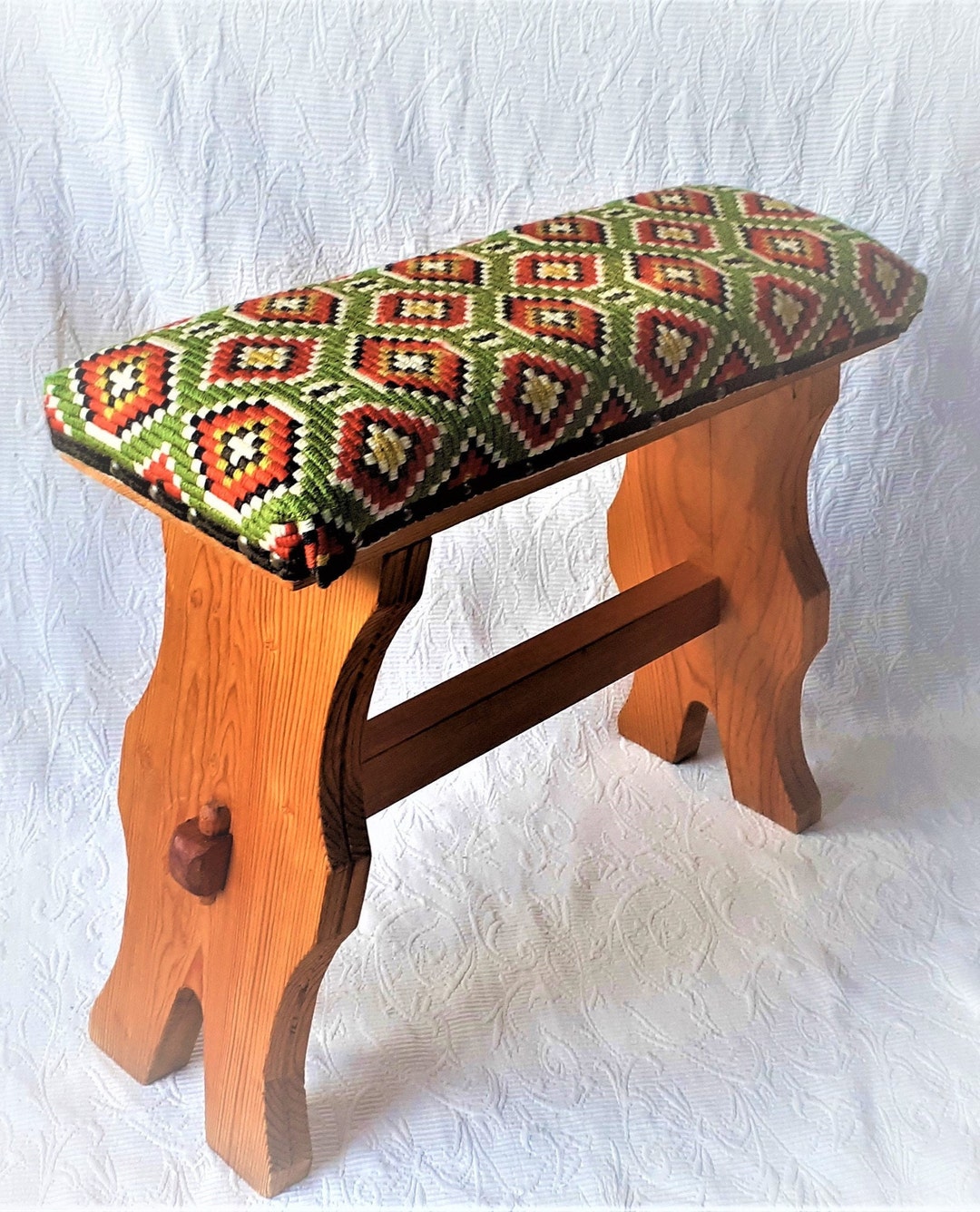 Norwegian Woden Bench Handmade Soft Woven Seat Scandinavian Farmhouse ...