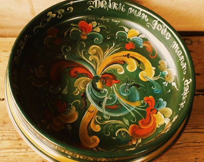 Norwegian LARGE Handcrafted Wood Ale Bowl Scandinavian Nordic Folk Art ...