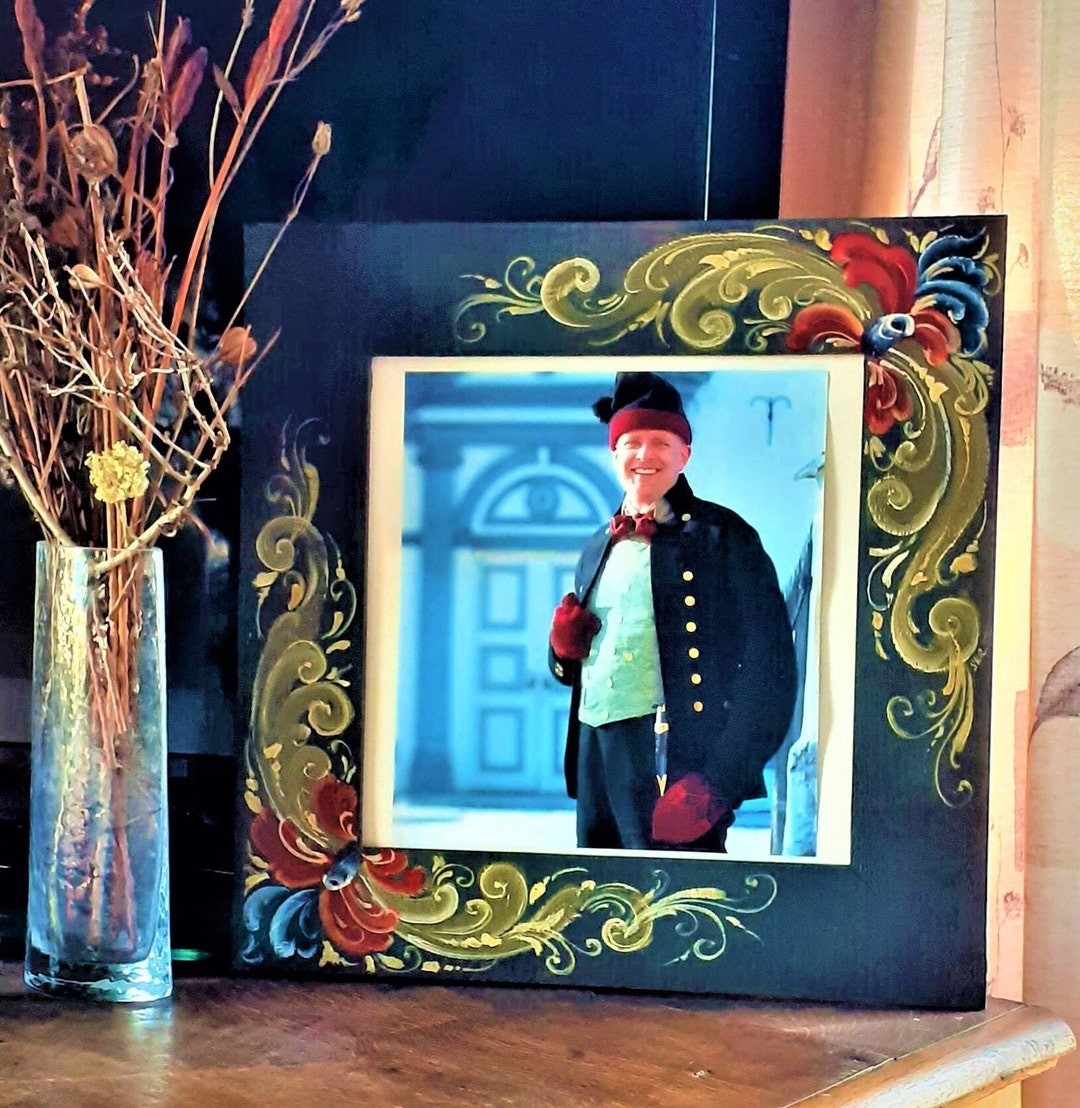 Norwegian Very Large Frame Folk Art Rosemaling Handpainted Wall Photo ...