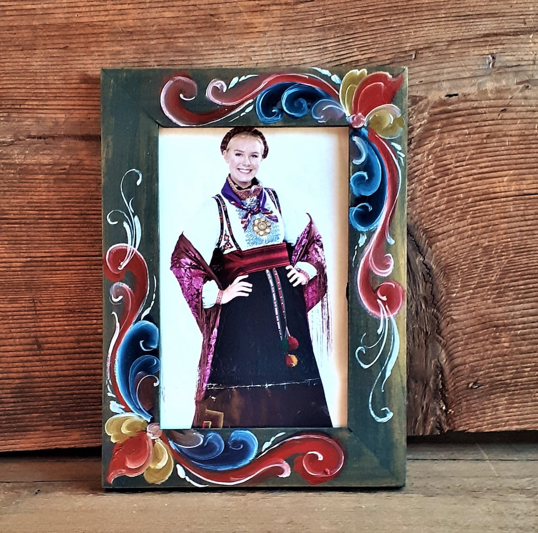 Norwegian Hand Painted Wooden Frame Folk Decor - Etsy