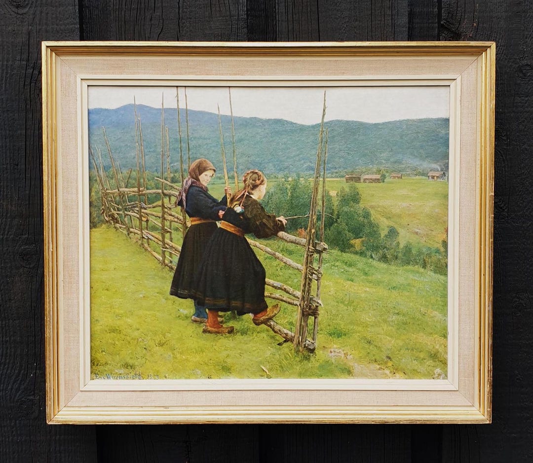 Norwegian Art "the Girls of Telemark” Vintage Museum Quality Oil ...