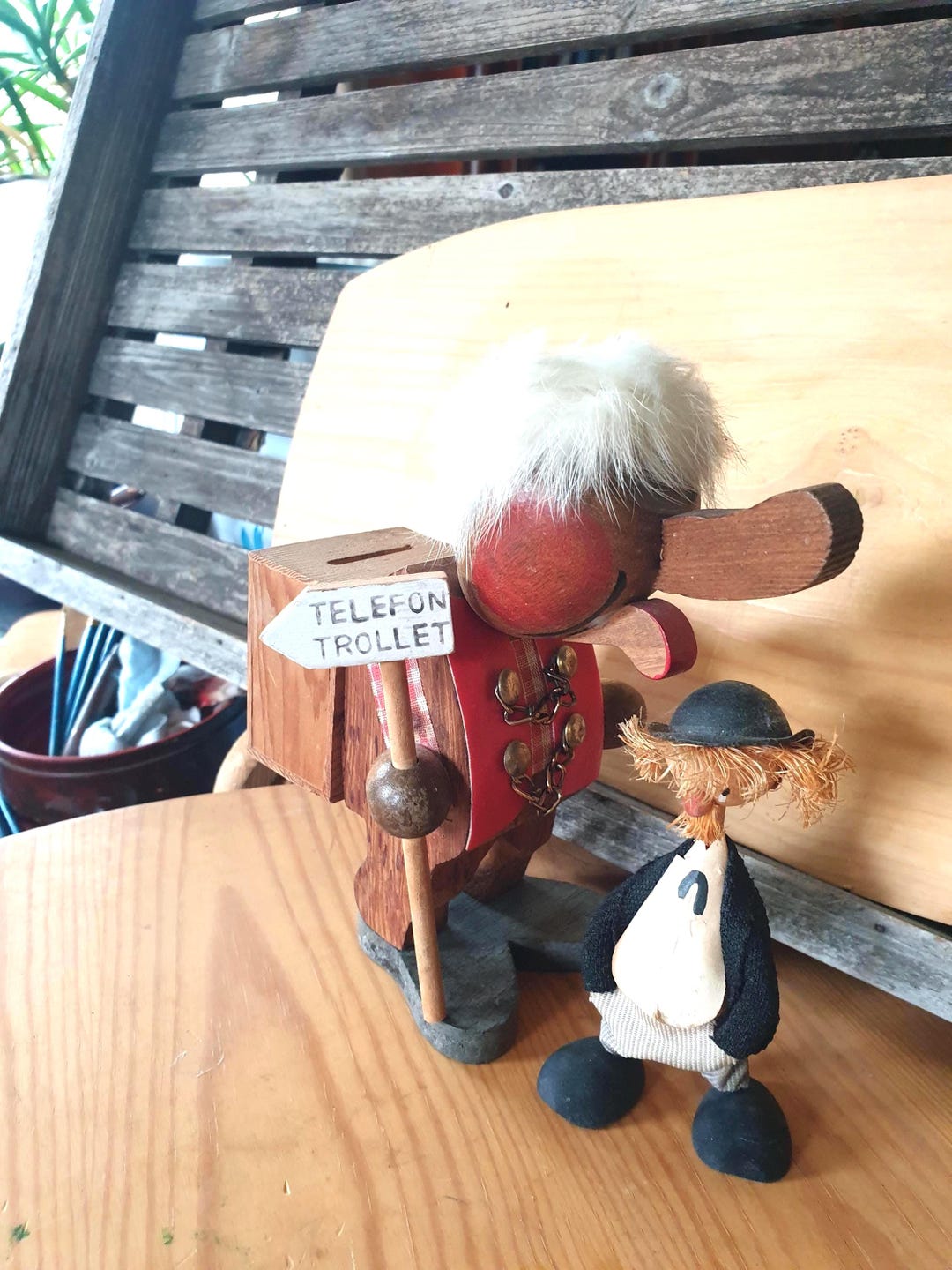 Vintage Handcarved Wooden Troll Figurines: Money Box & Swedish Bo-strøm ...