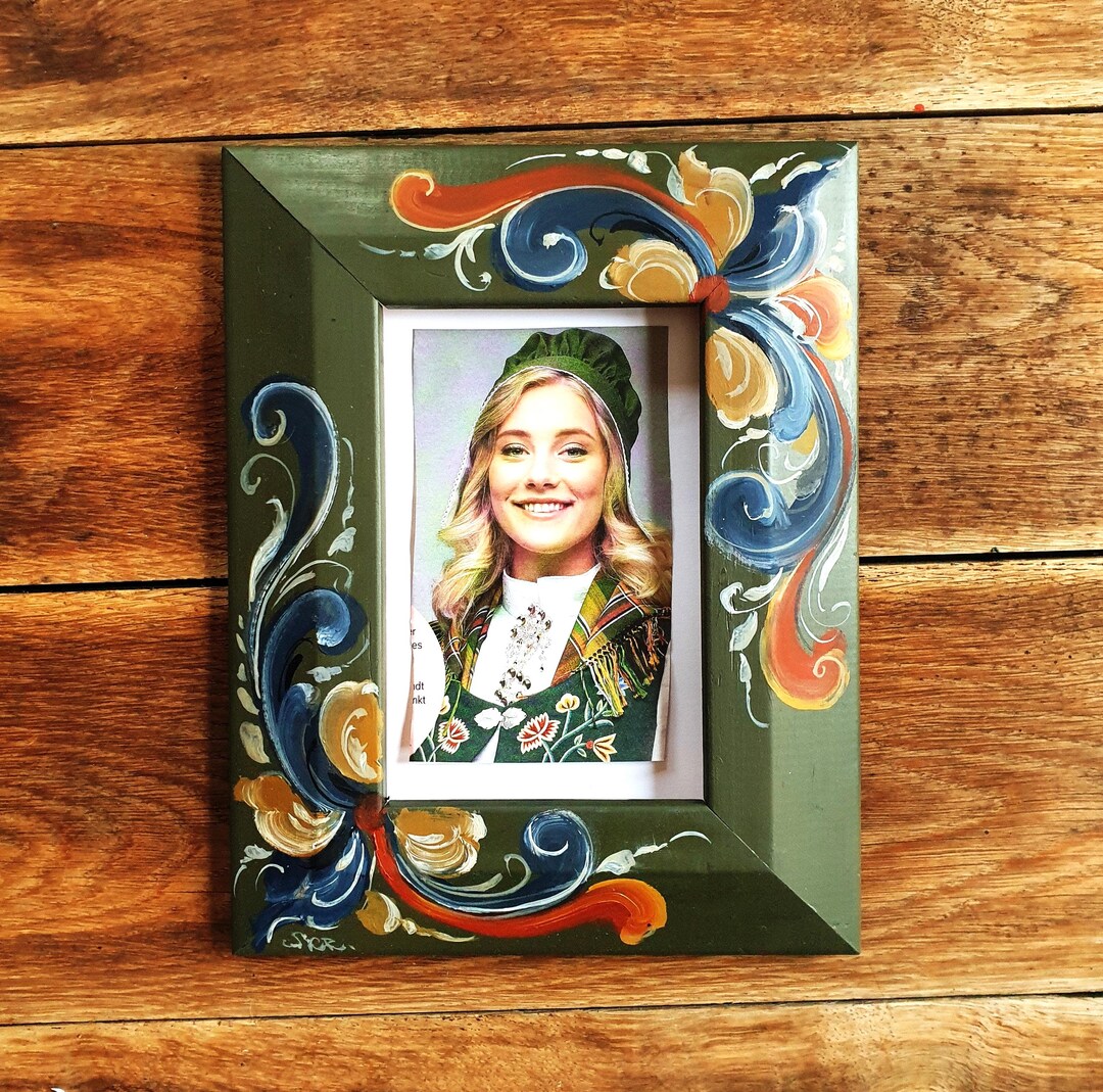 Norwegian Rosemaled Handpainted Wooden Frame: Folk Art Rosemaling ...