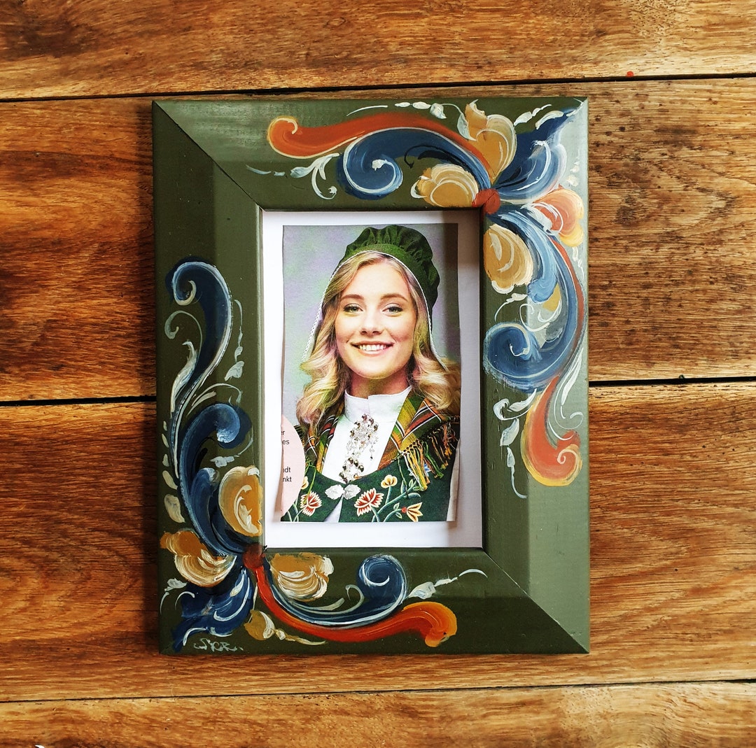 Norwegian Rosemaled Wooden Wall Table Frame Handpainted Folk Art ...