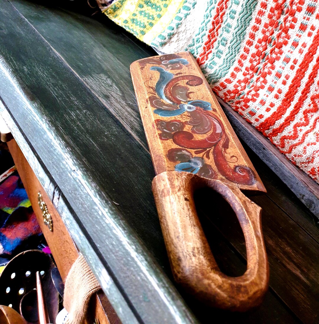 Hand Carved Norwegian Wood Flax Knife: Rosemaling Folk Art - Etsy