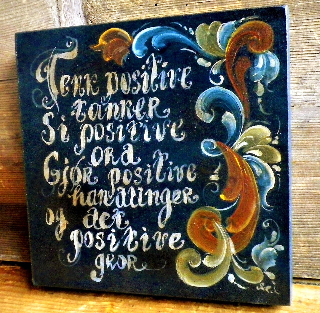 Norwegian Rosemaling Positive Saying Handpainted Sign Plaque ...