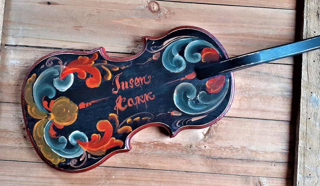 Scandinavian Violin Serving Tray Handpainted Folk Art Rosemaling Nordic ...