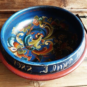Norwegian Vintage Handcrafted Wood Ale Bowl Folk Art Rosemaling ...