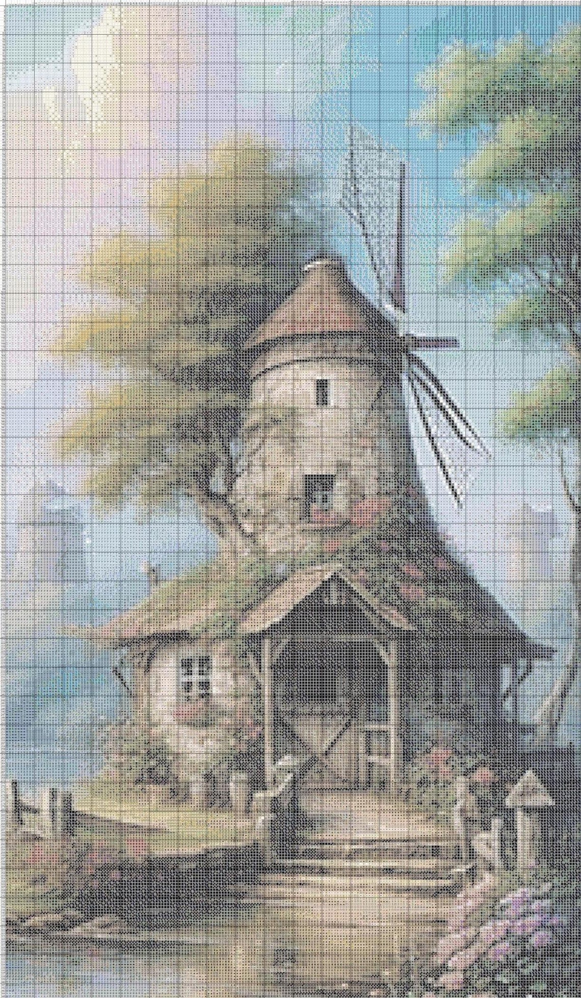 Windmill 3.-cross Stitch Pattern-instant Download PDF File - Etsy