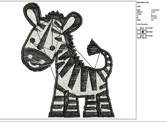 Zebrapatternmachine Embroidery | Etsy