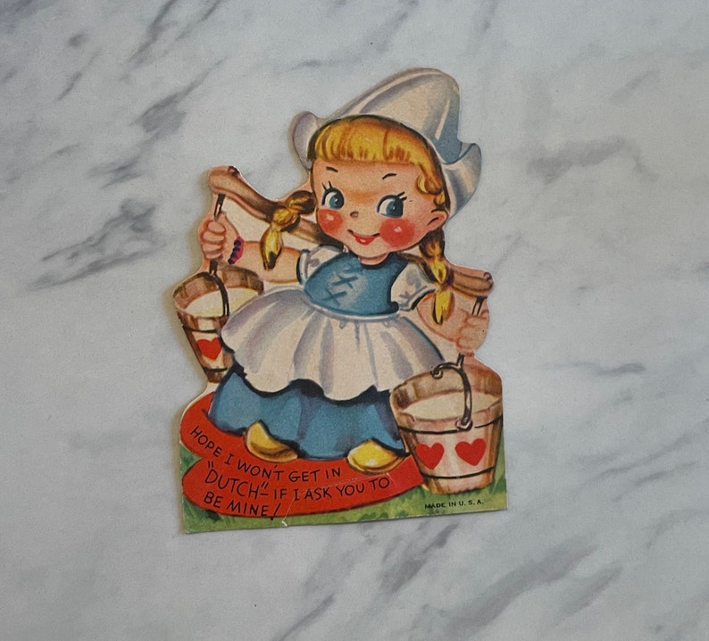 Dutch Girl Vintage Valentine's Day Paper Card - Etsy