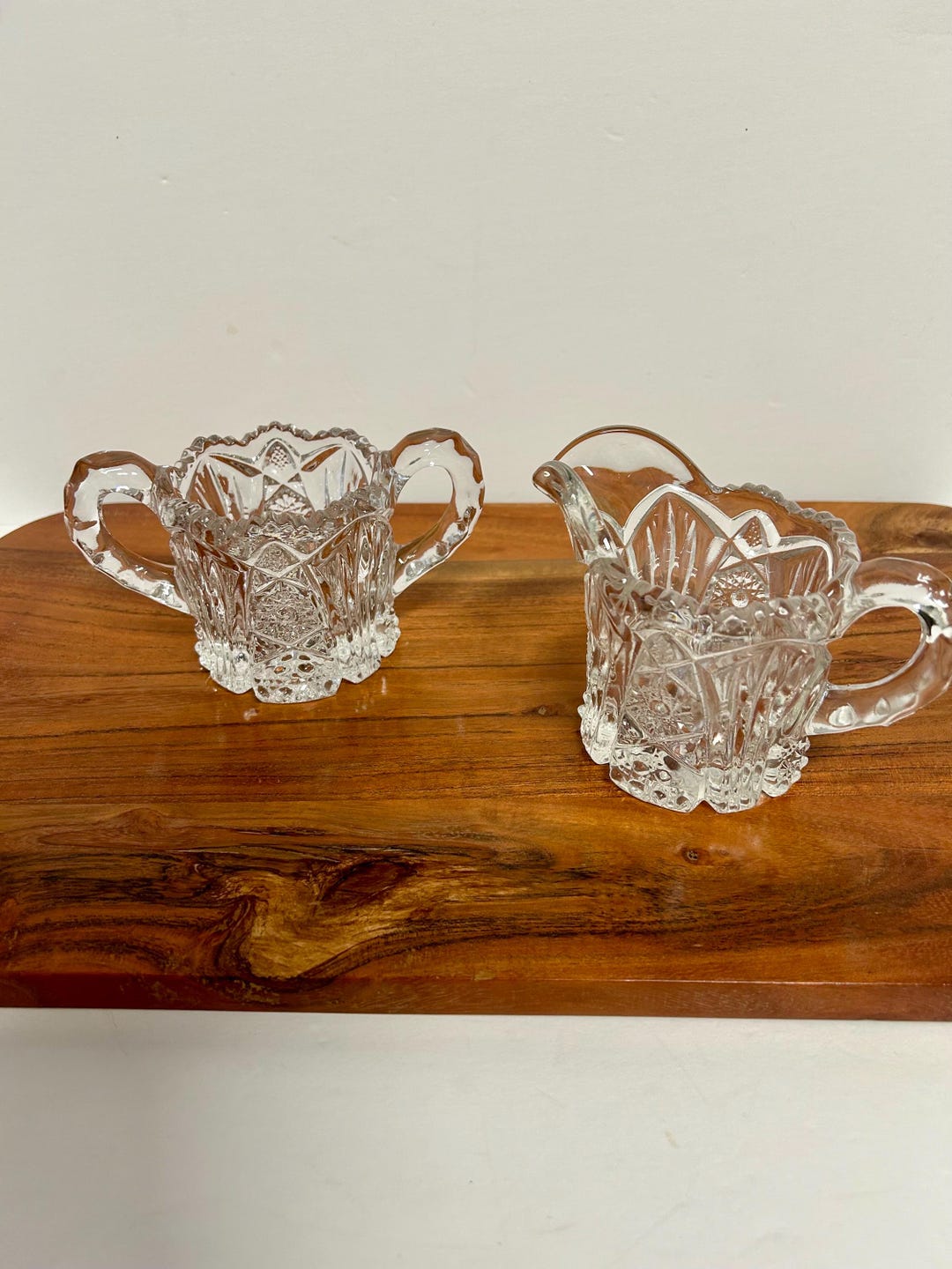 Vintage Imperial Glass Sugar and Creamer Set, Star Fan Nucut Design - Etsy