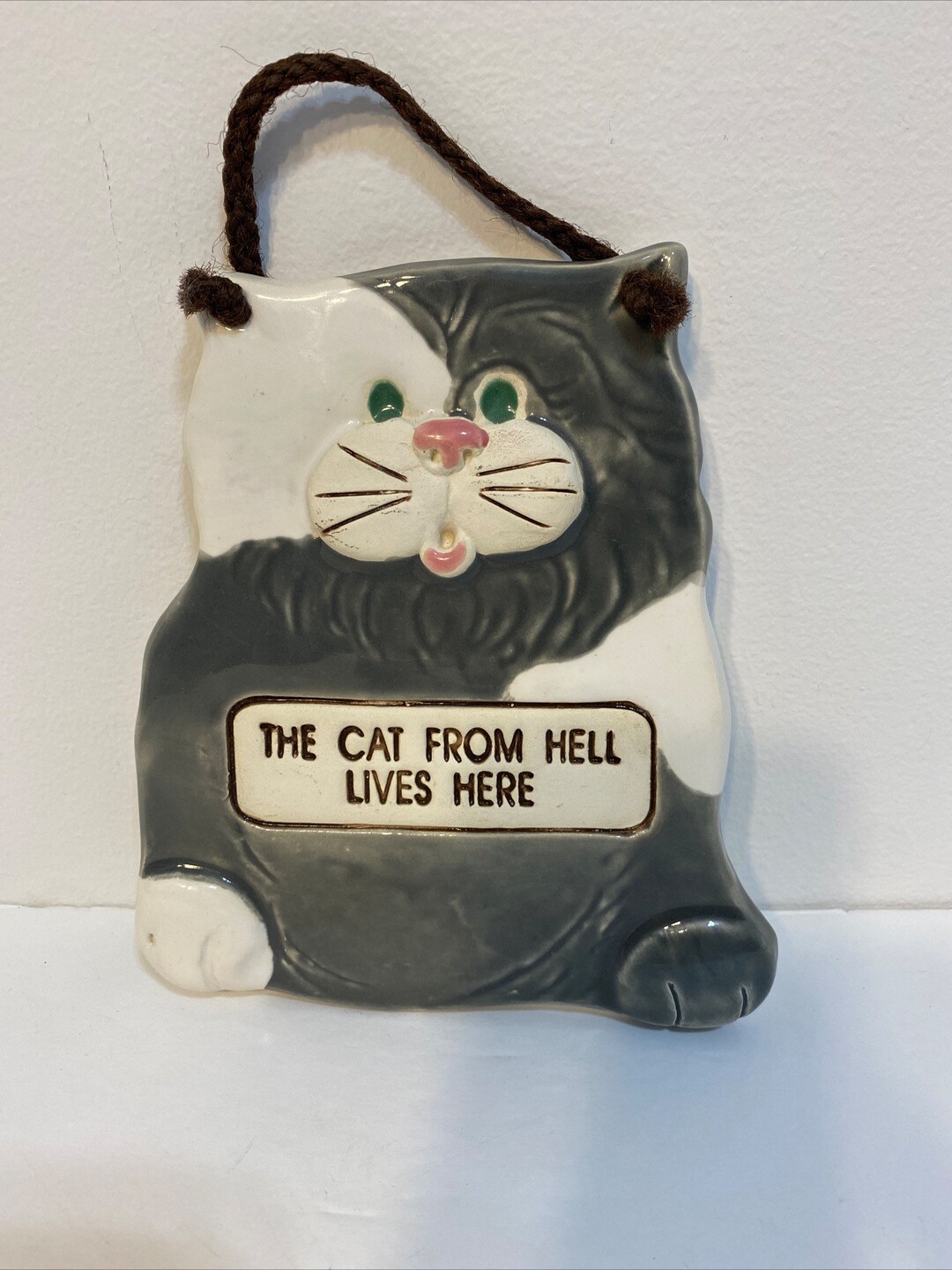Vintage Cat Wall Plaque 'the Cat From Hell Lives Here' Smokey Mountain ...