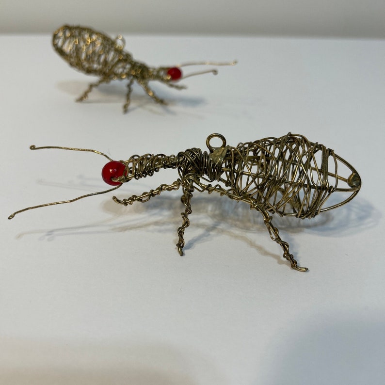 Set of 2 Vintage Brass Insects Bugs Wire Sculptures Animal Metal Art ...