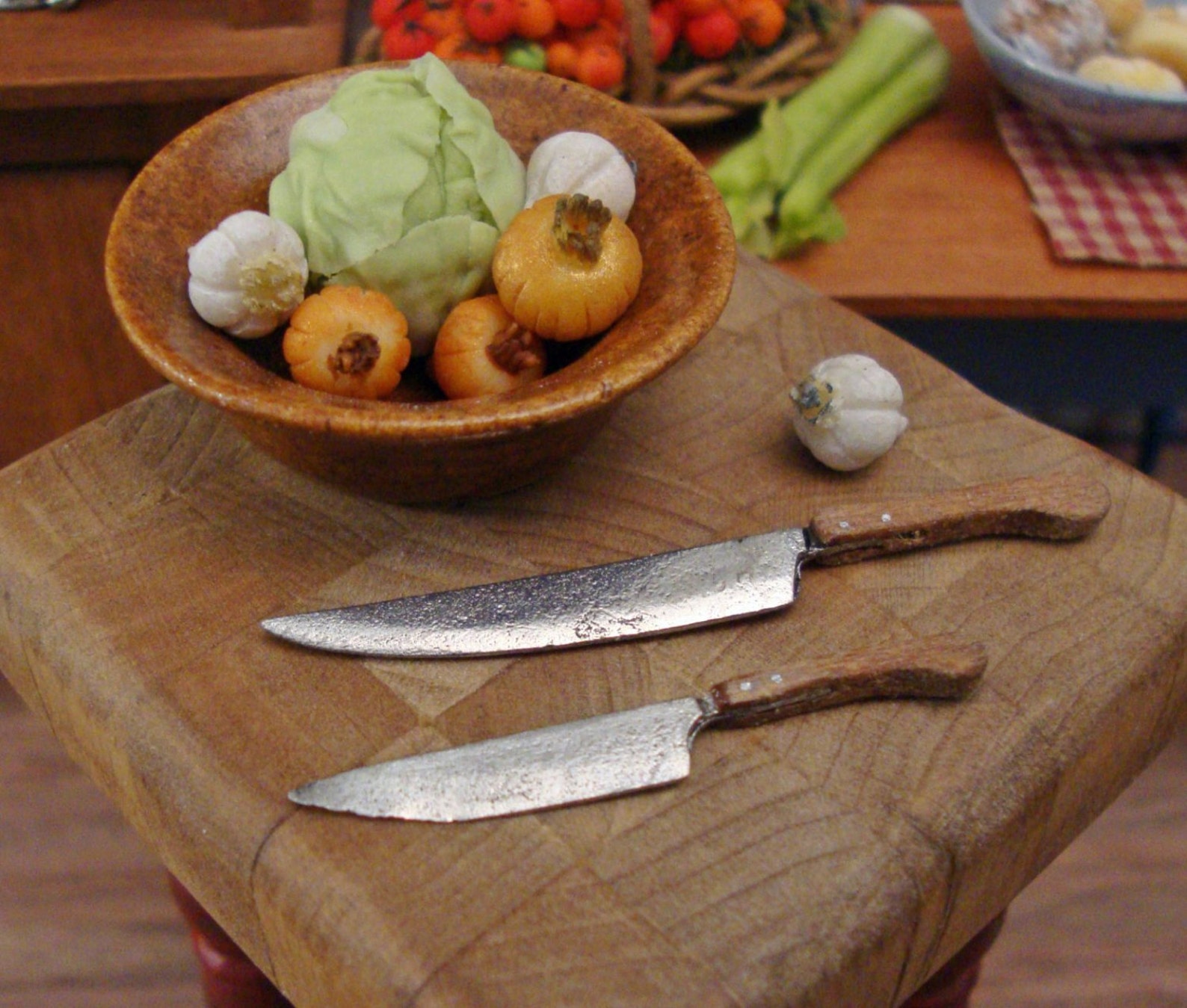 Set Kitchen Prep Knives With Wood Handles 1:12 Scale Miniature | Etsy