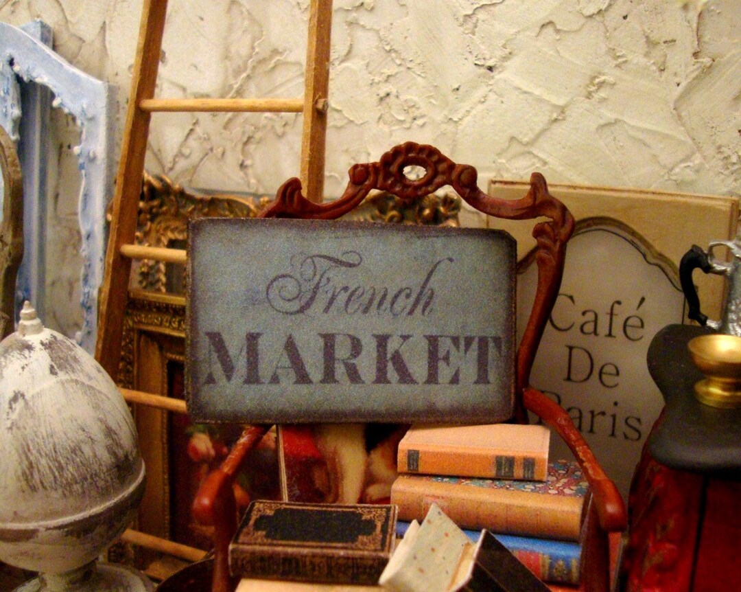 French Market Sign 1:12 Scale Miniature Dollhouse Accessory - Etsy