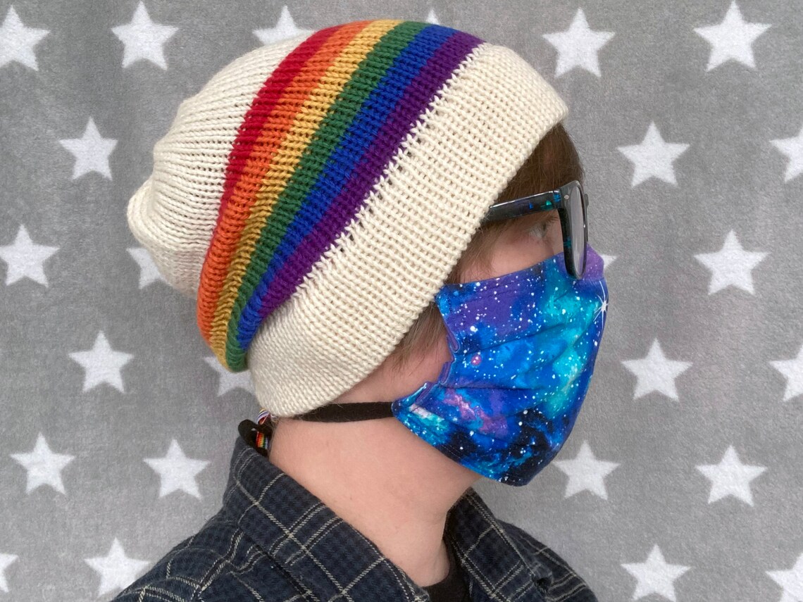 100% Wool Knit Pride Hat LGBT Rainbow Cream - Etsy