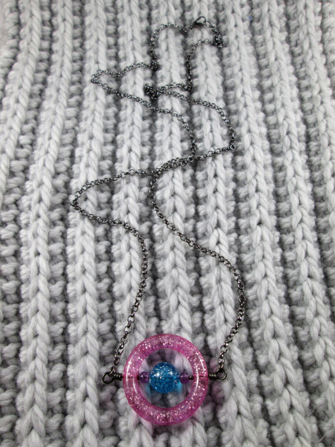 Saturn Spinner Pendant Necklace Pink Blue Purple Glitter - Etsy