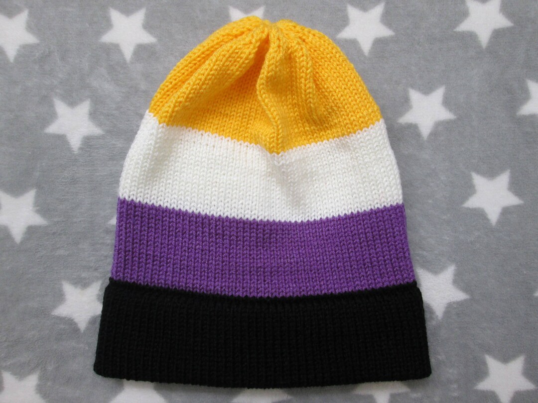 Knit Nonbinary Pride Hat | Slouchy Beanie | Lightweight Acrylic - Etsy