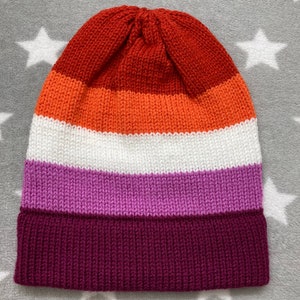 Knit Lesbian Pride Hat Slouchy Beanie Acrylic - Etsy