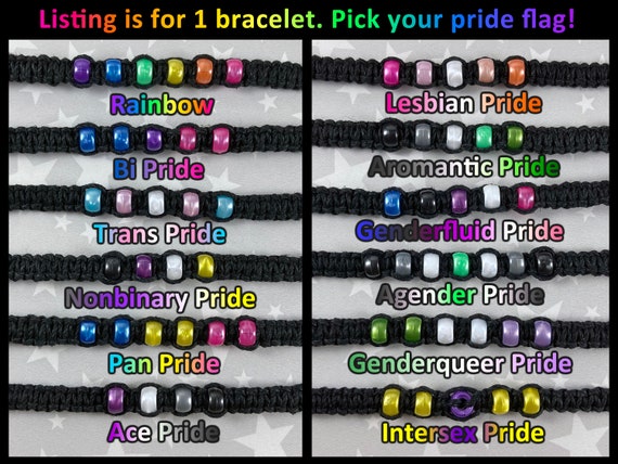 Pearly Mini Pony Beads Hemp Pride Flag Bracelet Black Hemp 12 Different Flag Options Pick 1 7 to 8 Inches Adjustable Etsy