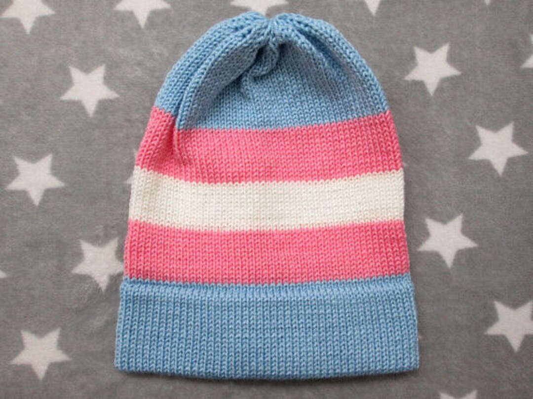 Knit Trans Pride Hat | Slouchy Beanie | Lightweight Acrylic - Etsy