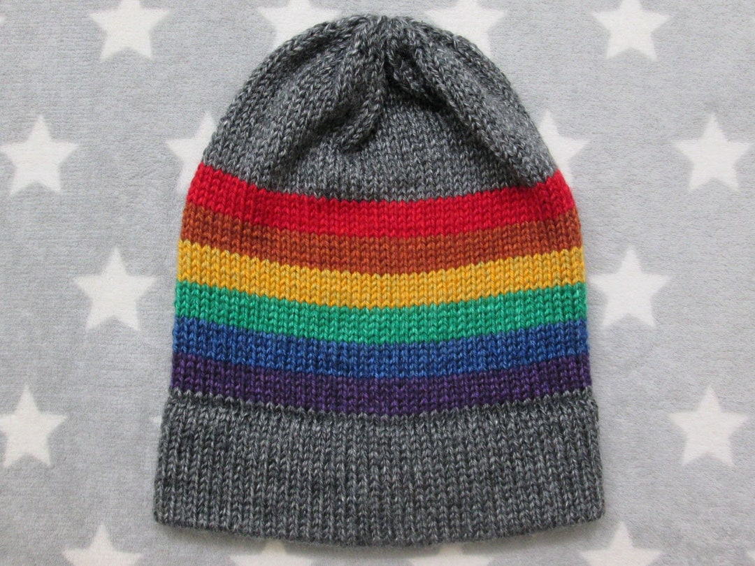 Knit LGBT Rainbow Pride Hat | Heathered Dark Grey | Slouchy Beanie ...
